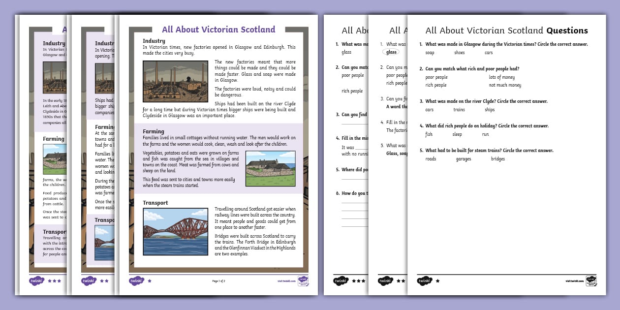 Victorian Scotland Differentiated Reading Comprehension