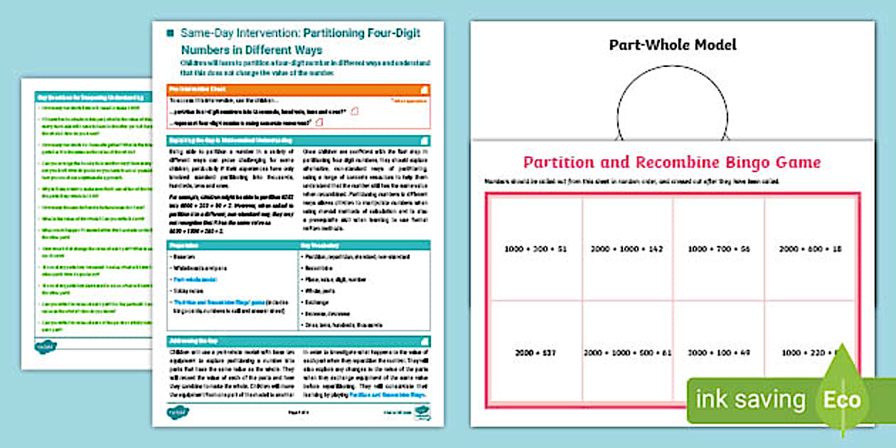 👉 Year 4 Maths Same-Day Intervention Plan: Partitioning Four-Digit ...