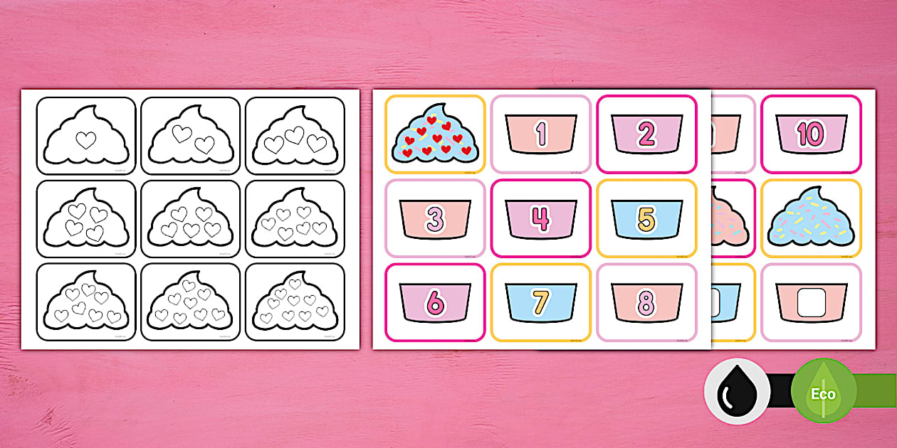 Valentine Cupcakes Number Matching Game (teacher made)