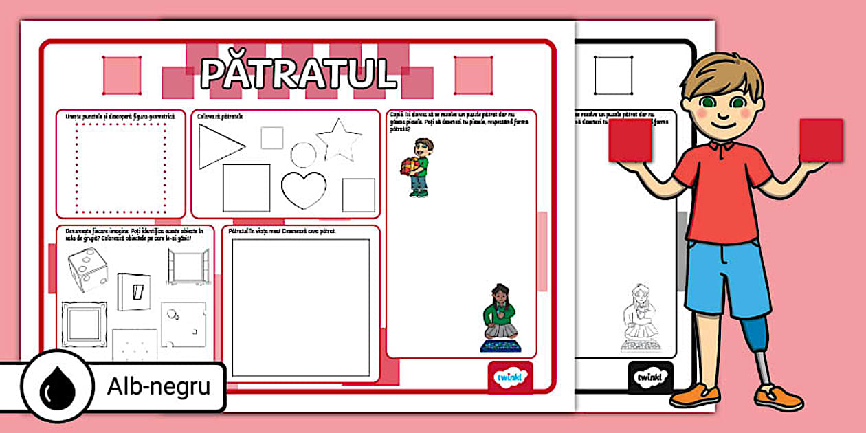 Pătratul – Șervet de masă cu activități - Twinkl