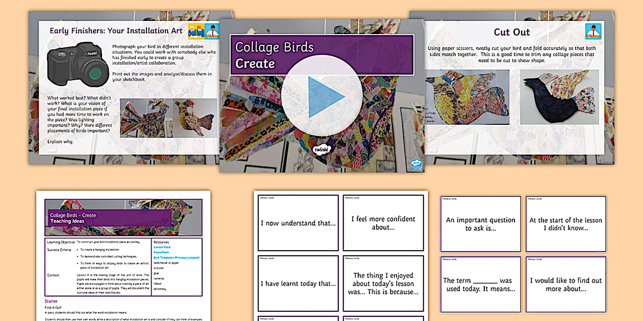 Collage Birds Lesson 4: Create the Bird (teacher made)