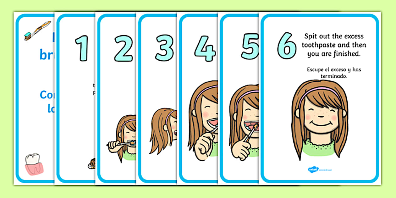 How to Brush Your Teeth Posters Spanish Translation - Twinkl