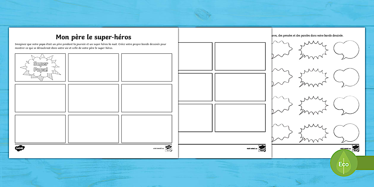 Father's Day: My Superhero Comic Strip French (teacher made)