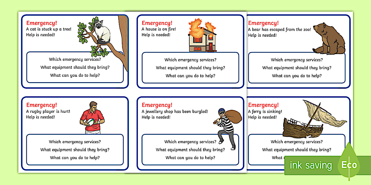 Editable Emergency Services Incident Cards - Twinkl