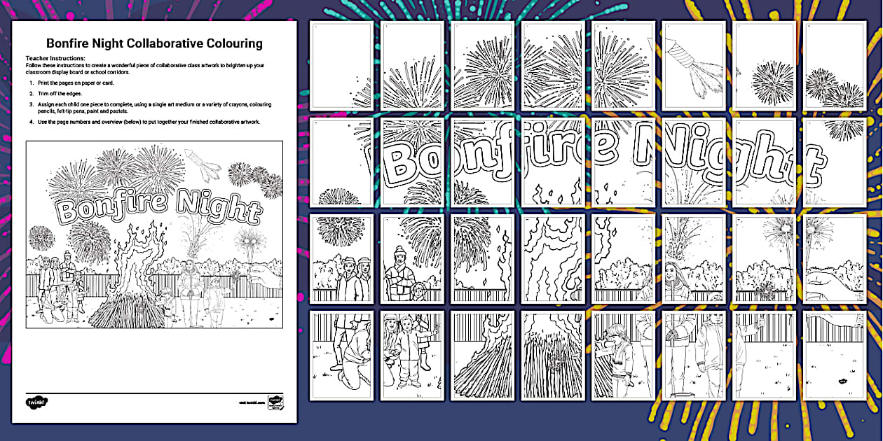 KS2 Bonfire Night Collaborative Colouring (teacher made)