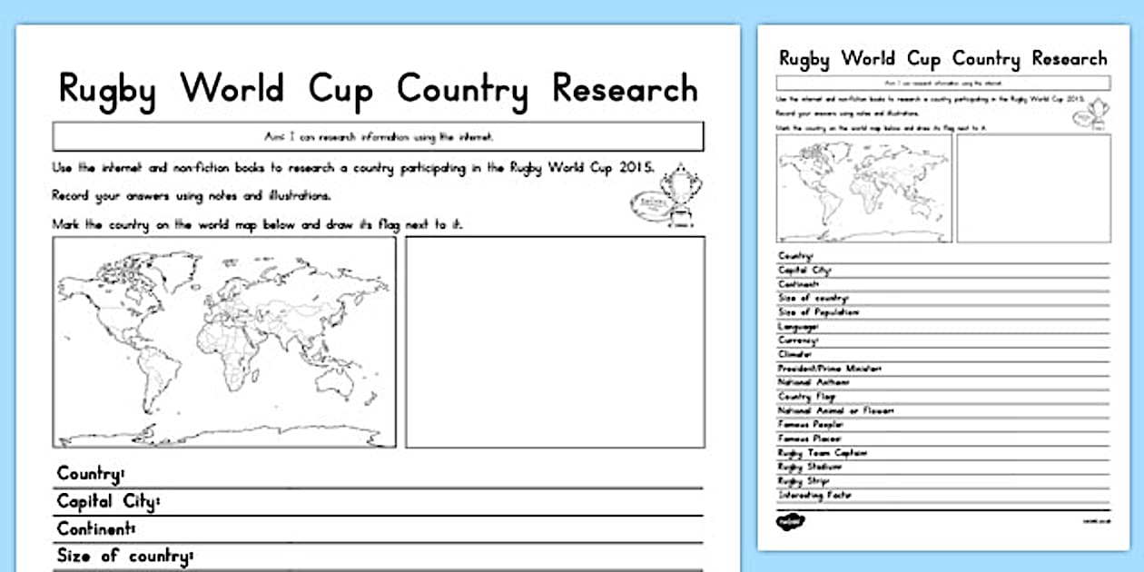 Rugby World Cup Country Fact File (teacher made) - Twinkl