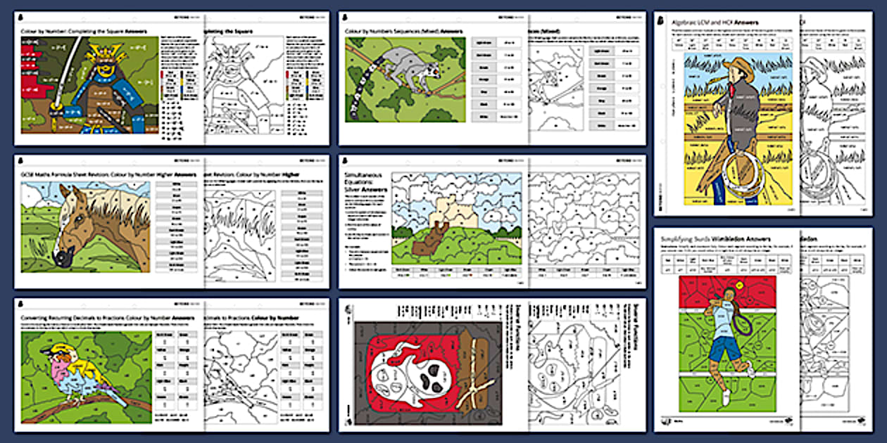 👉 GCSE Higher Maths - Colour by Number Resource Pack