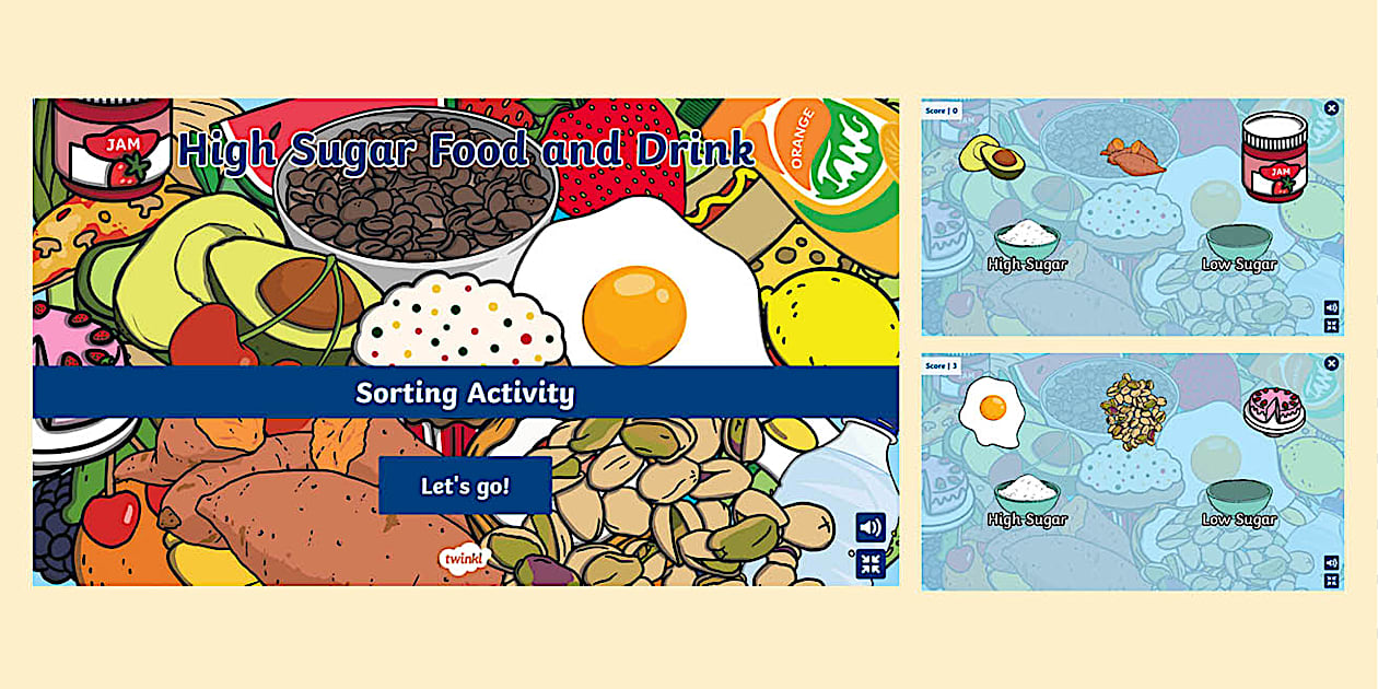 High Sugar Food and Drink Interactive Sorting Activity