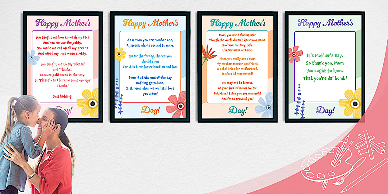 Funny Mother's Day Poems Posters Pack | Twinkl Art Gallery