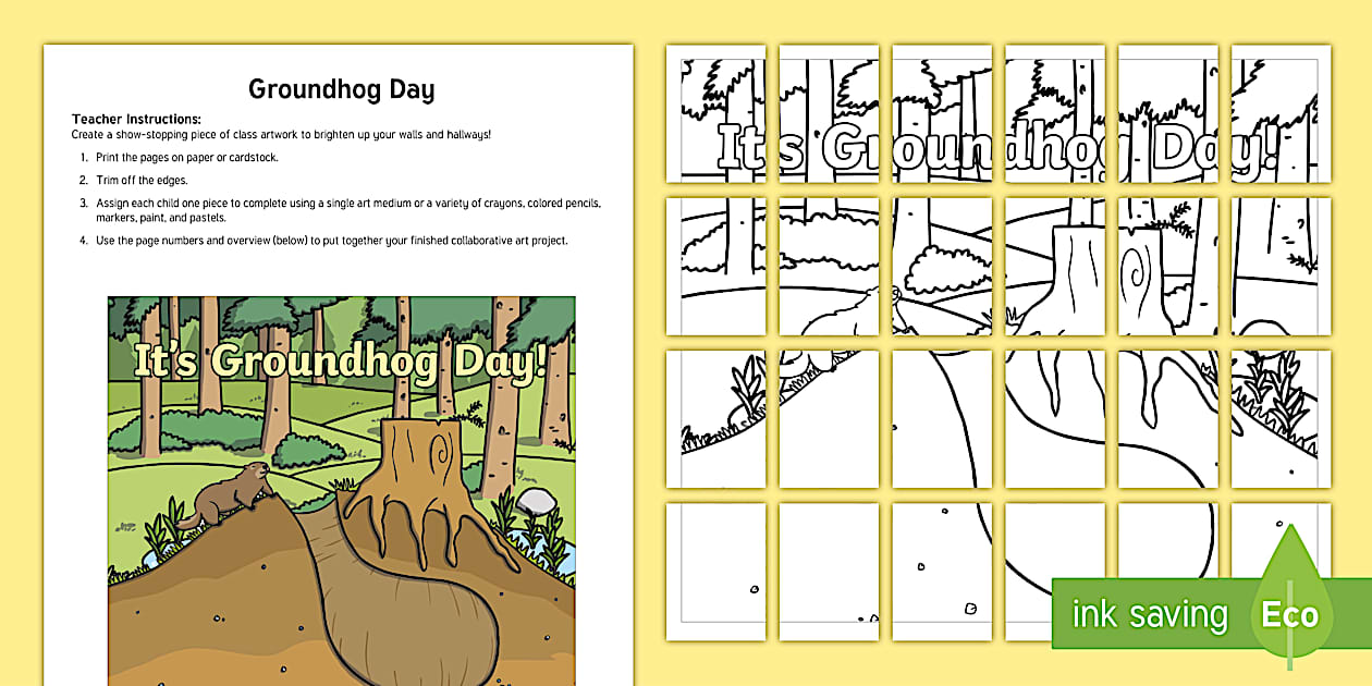 Groundhog Day Collaborative Art Pack | Printable | Twinkl
