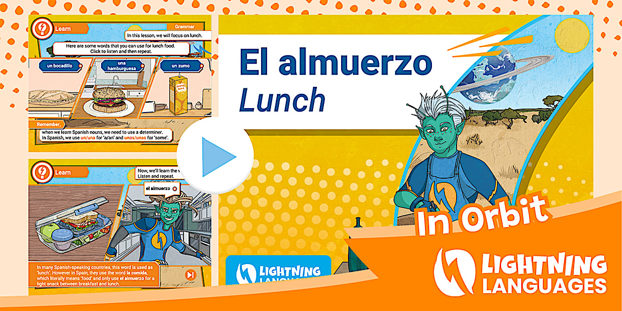 👉 Lightning Languages | Spanish | In Orbit | Mealtimes PowerPoint 2 ...