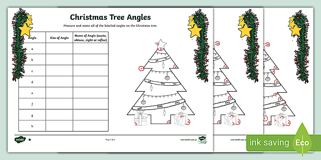 Christmas Tree Angles Differentiated Activity Sheets