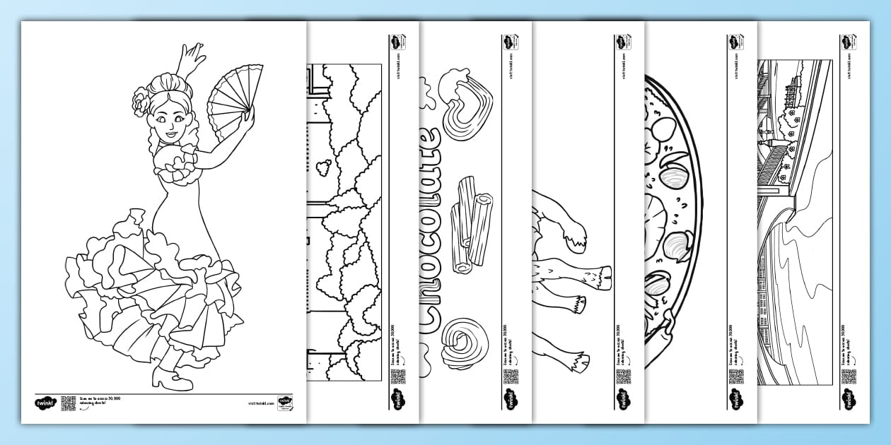 KS1 Spain Colouring Sheets| Language Games and Activities
