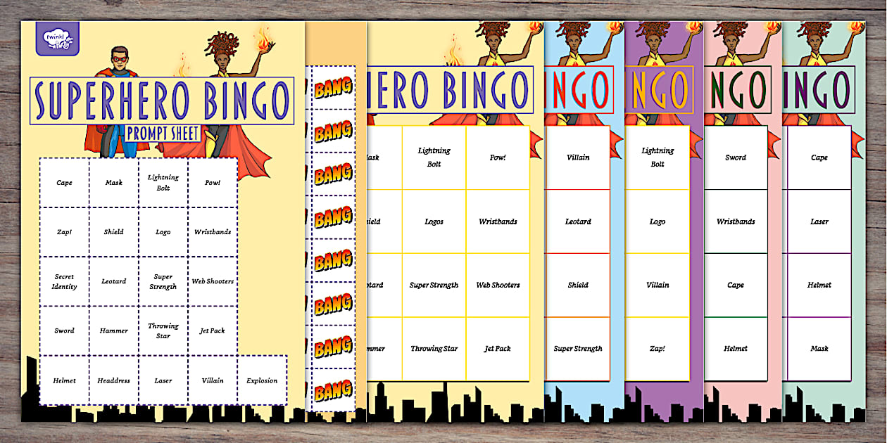 Superhero Bingo Game Printable | Twinkl Party (teacher made)
