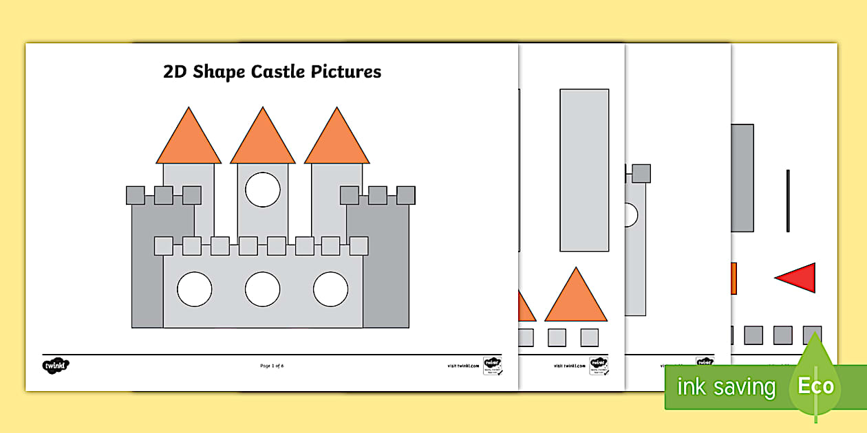 2D Shape Castle Pictures Worksheet / Worksheets - Twinkl