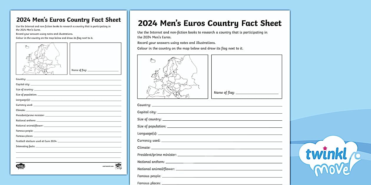 Euro 2024 Country Fact Sheet - Twinkl Move PE
