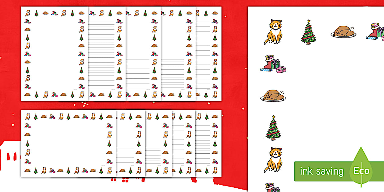 Editable Christmas Cat Themed Page Borders Pack - Twinkl