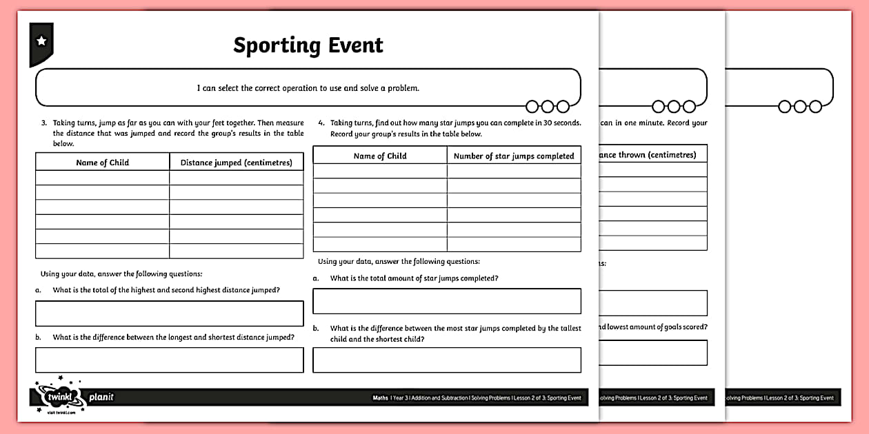 LKS2 Addition and Subtraction Collecting Data Word Problem Solving ...