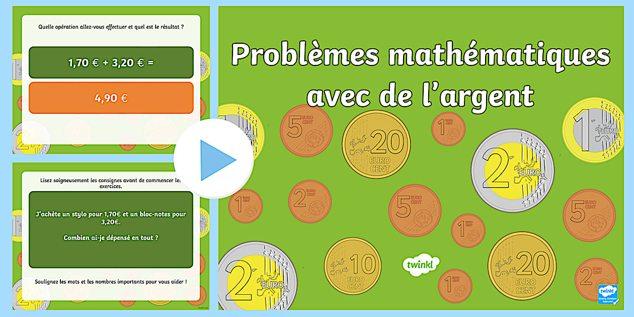PowerPoint : Problèmes mathématiques avec de l'argent