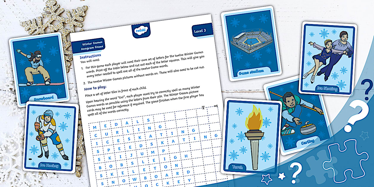 Winter Games Anagram Game - L3 - Twinkl - Kids Puzzles