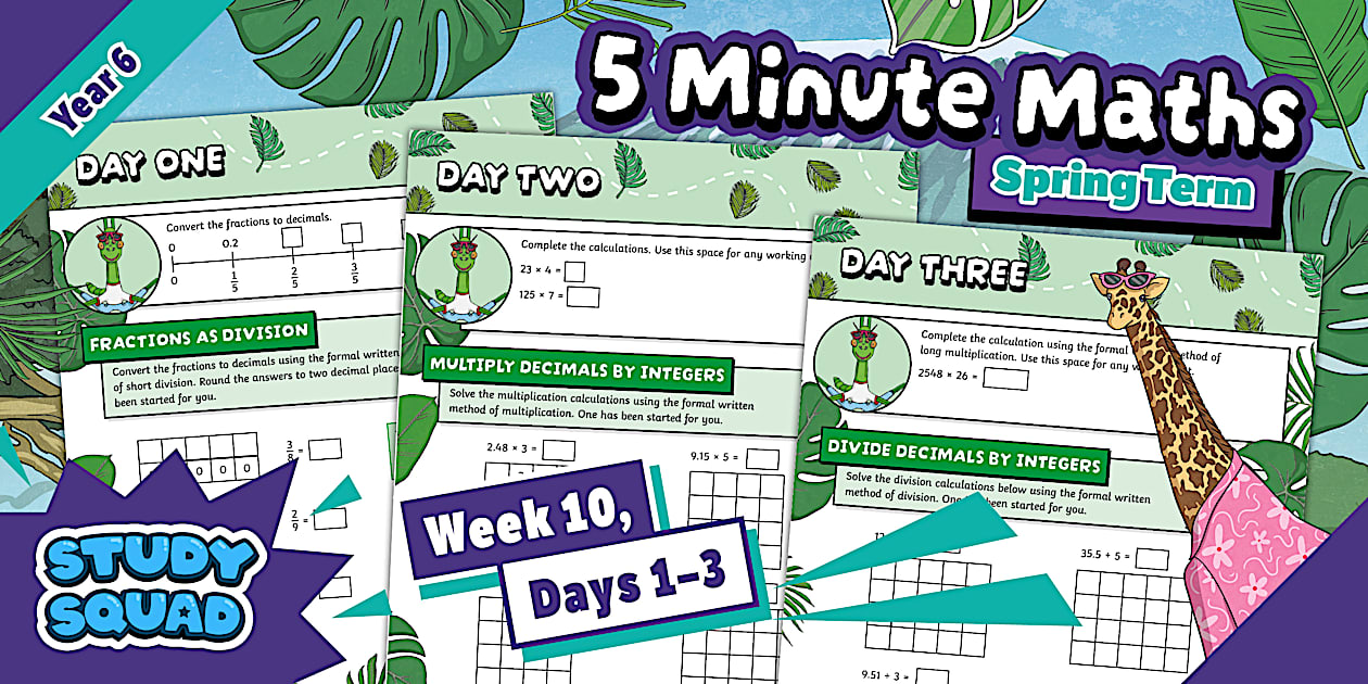👉 Study Squad 5 Minute Maths Year 6 Spring - Week 10 Days 1-3