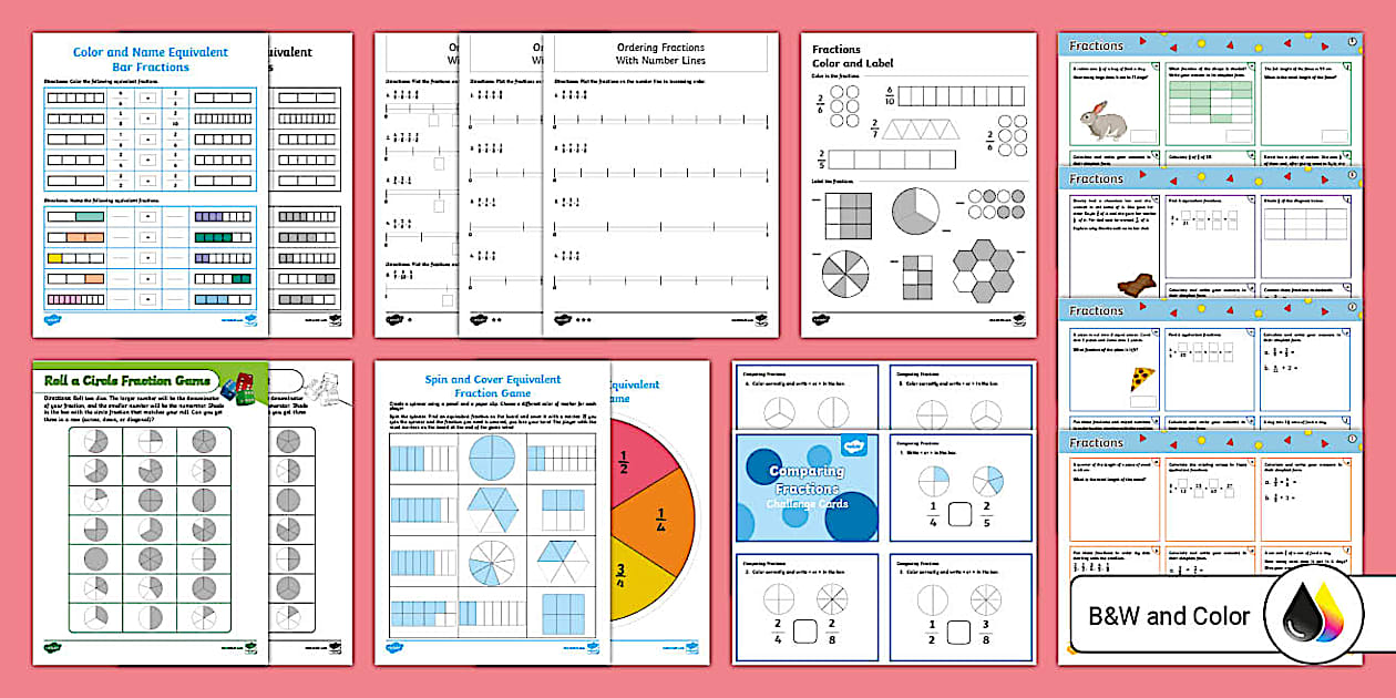 Third Grade Fractions Centers Pack (profesor hizo) - Twinkl
