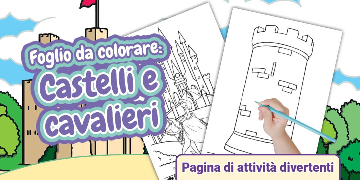 Foglio da colorare: Castelli e cavalieri