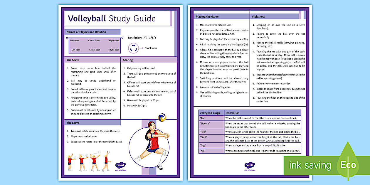 Black and White Volleyball Rules A4 Display Poster - Twinkl