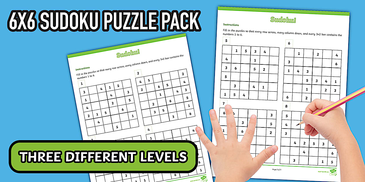 Sudoku 6x6 Puzzle Pack I Twinkl Canada Resources - Twinkl