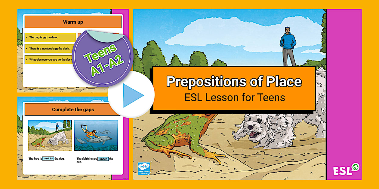 ESL Prepositions of Place PPT for Teens (teacher made)