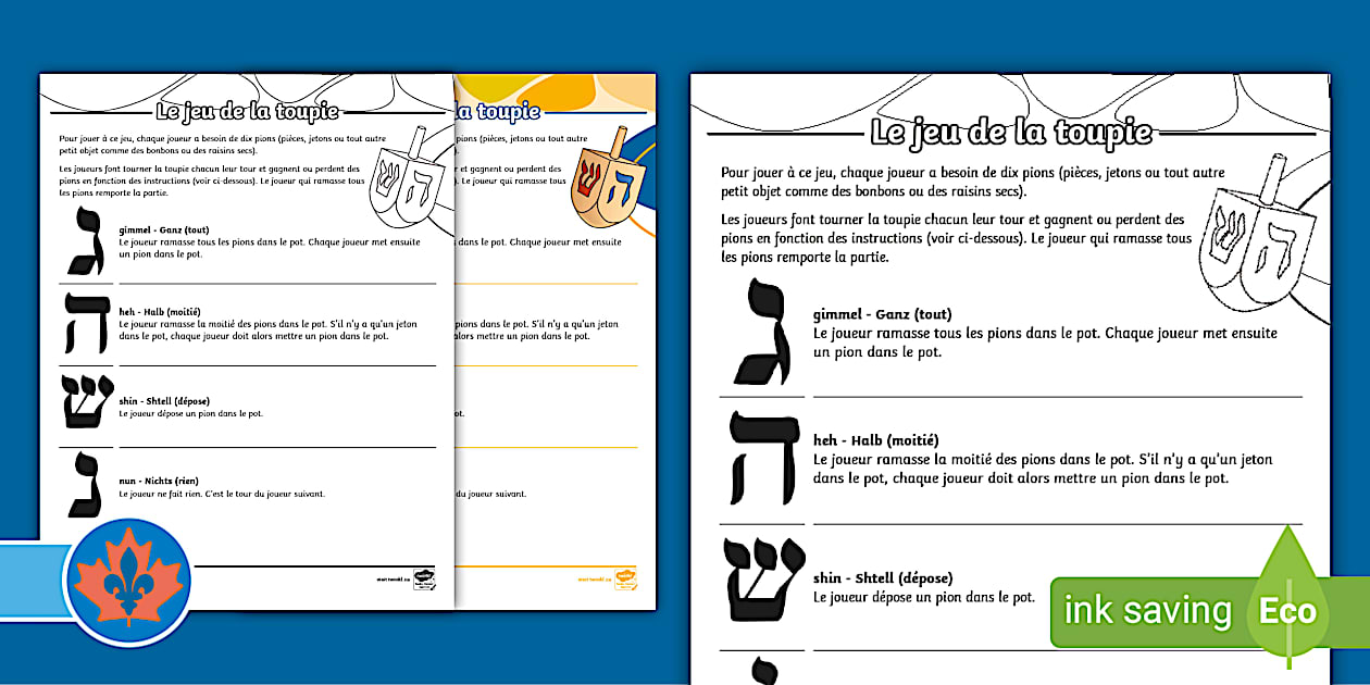 Hanukkah Dreidel Game French (Teacher-Made) - Twinkl