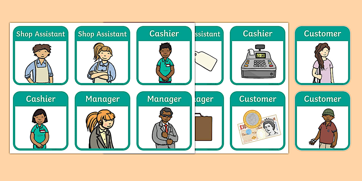 Editable Clothes Shop Role Play Badges (teacher made)