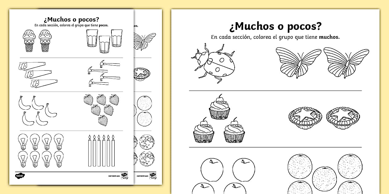 Actividad para colorear: Muchos o pocos | - Twinkl