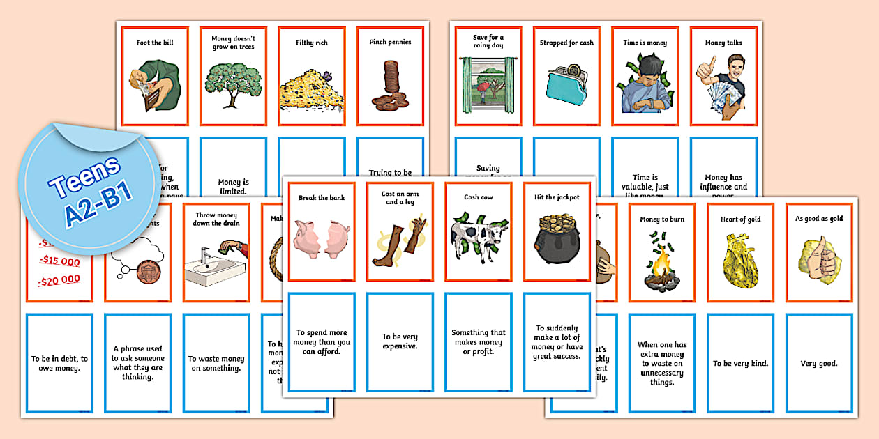 ESL Money Idioms Matching Cards [Teens, A2-B1] - Twinkl