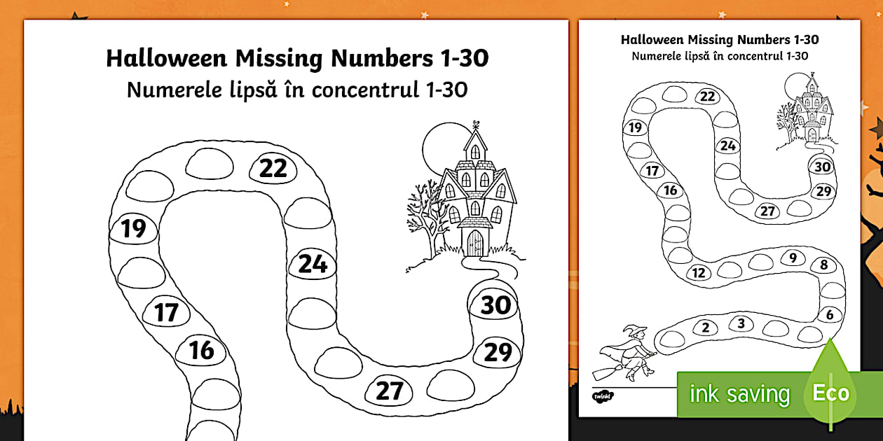 Halloween Spooky House Missing Numbers to 30 Worksheet / Worksheet