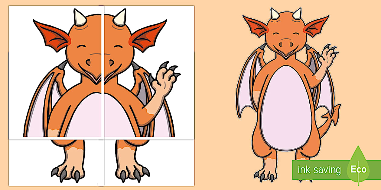 A2 Dragon Cut Out (teacher made) - Twinkl