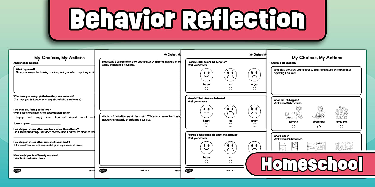 Homeschool Behavior Reflection Activity