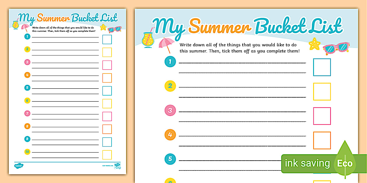 Summer Bucket List Template (teacher made) - Twinkl