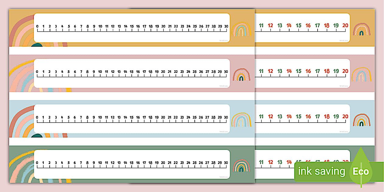 👉 Muted Rainbow Themed 0-20 Number Line - Twinkl