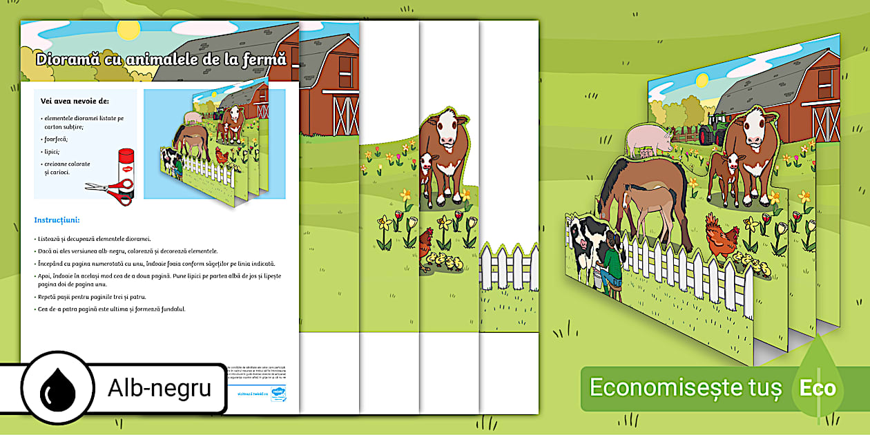 AVAP Dioramă cu animalele de la fermă – Activitate practică