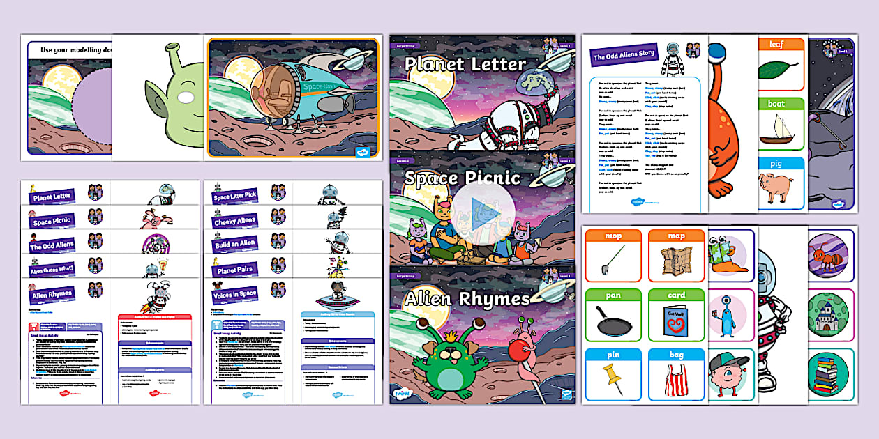 Level 1: Week 34: Space Aliens Weekly Pack - Twinkl