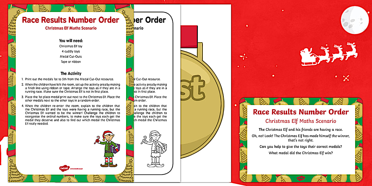 Race Results Number Order Christmas Elf Maths Scenario