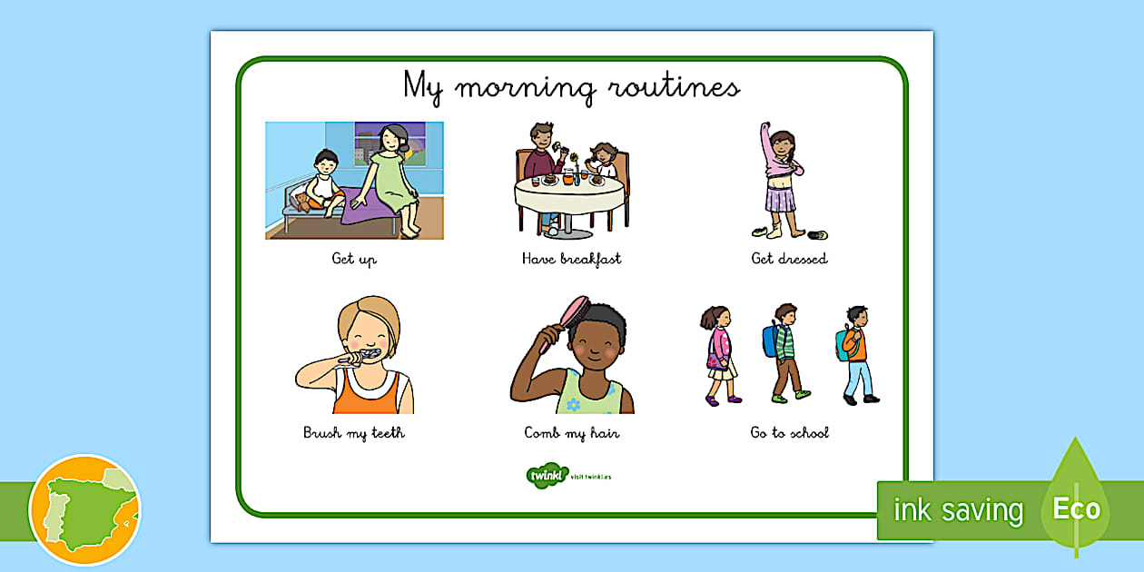 Vocabulary Mat: Morning Routines (teacher made) - Twinkl