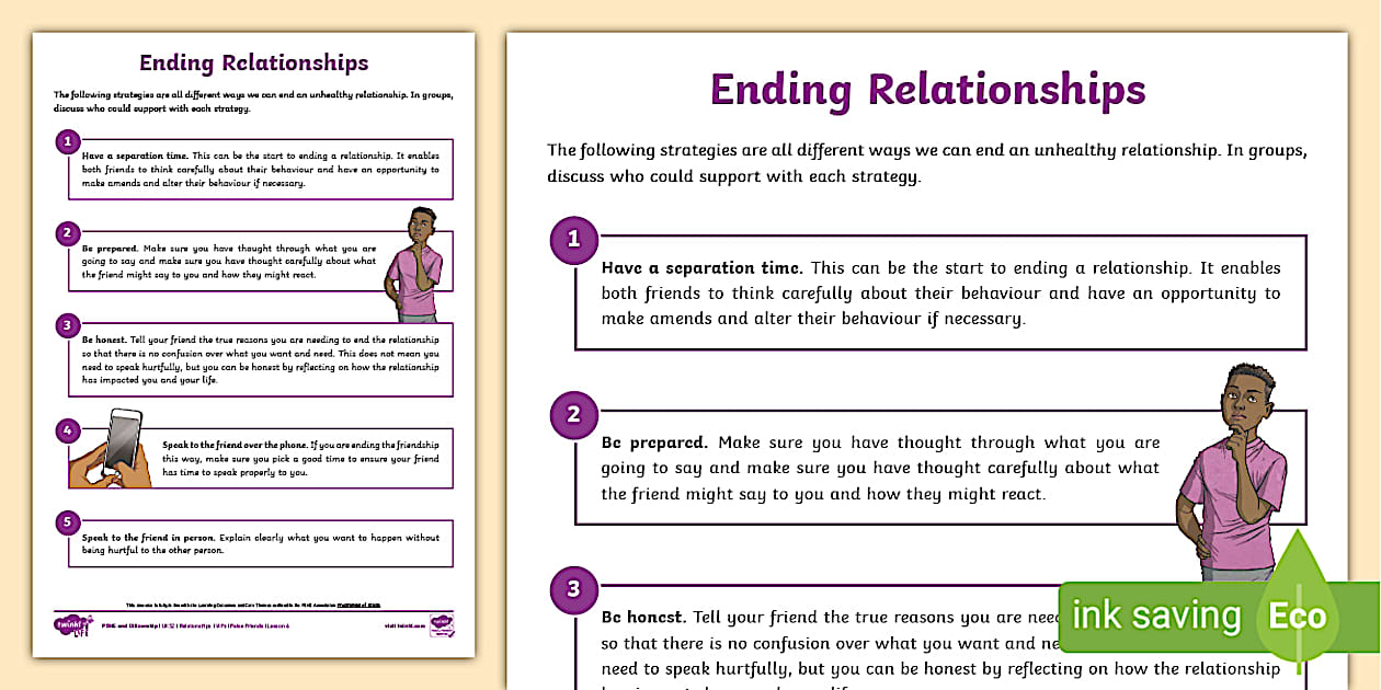 Ending Relationships Discussion Sheet (teacher made)