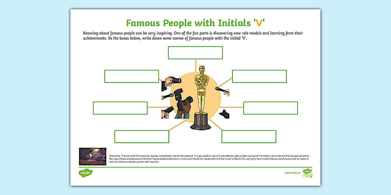 Famous People Starting with 'V' Activity Sheet