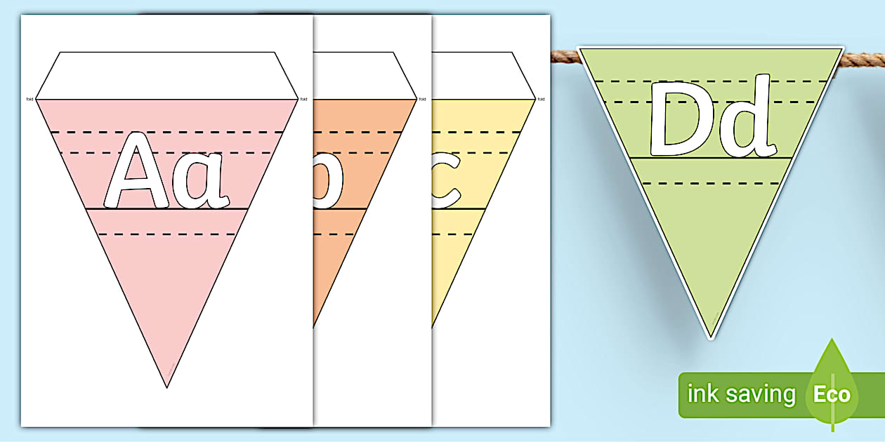 Editable Pastel Upper and Lowercase Handwriting Display Bunting