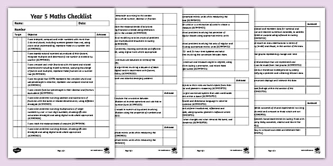 Year 5 Maths Assessment I Can Statements Checklist - Twinkl