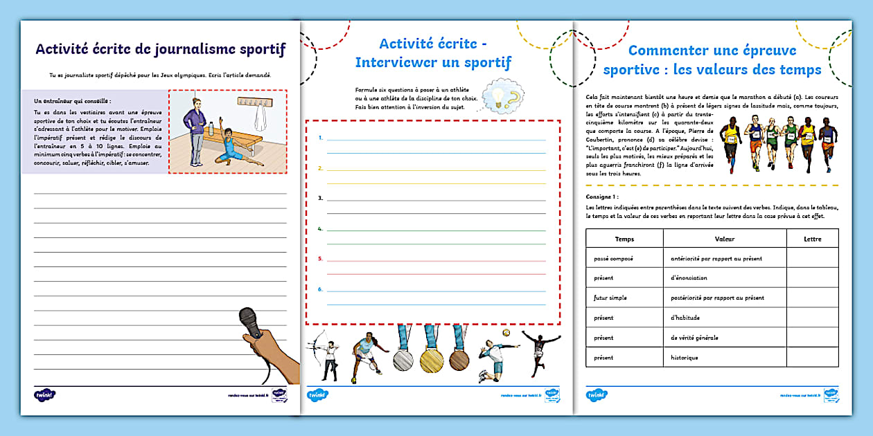 Exercices d'écriture sur le thème des JO (teacher made)