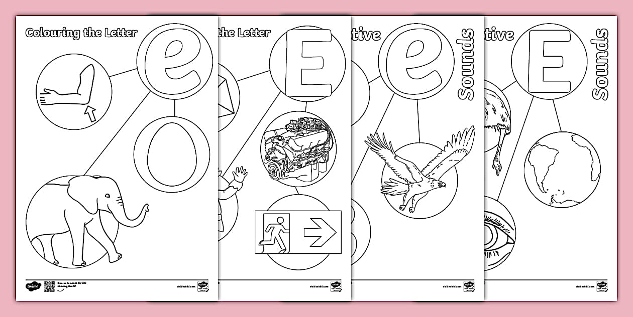 Letter E Colouring Pages (teacher made) - Twinkl