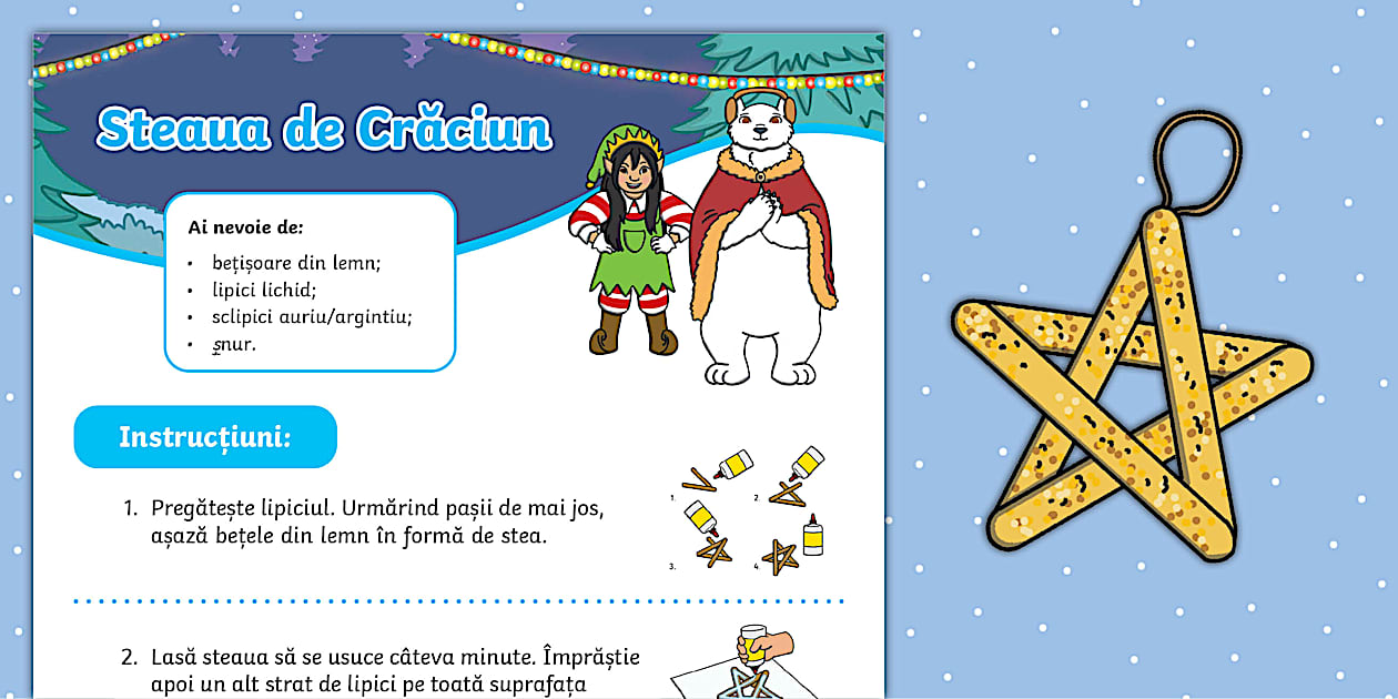 Confecționează o stea de Crăciun – Activitate practică
